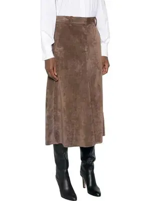 Brunello Cucinelli A-line Midi Skirt - Brown