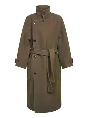 LEMAIRE Belted Wrap-Design Coat Brown