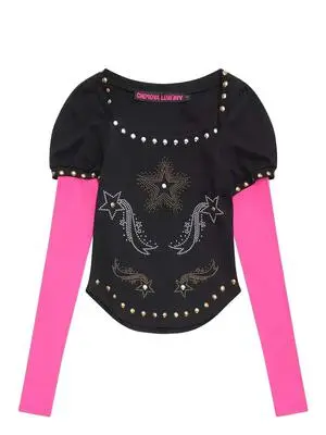 CHOPOVA LOWENA Janine Stud-embellished Top - Black