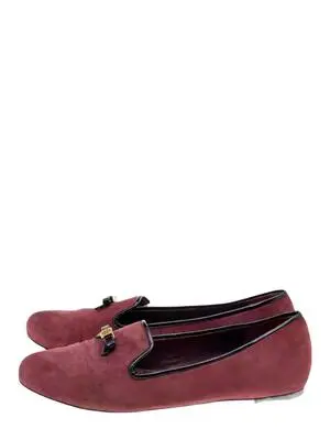 Tory Burch Suede Loafers With Bow Detailing - Red