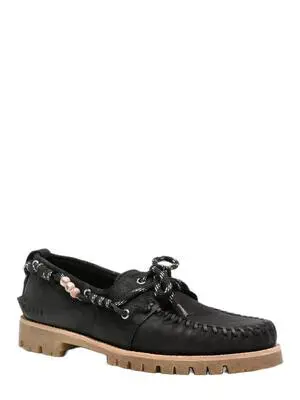 GOLDEN GOOSE Bead-embellished Boat Shoes - Black