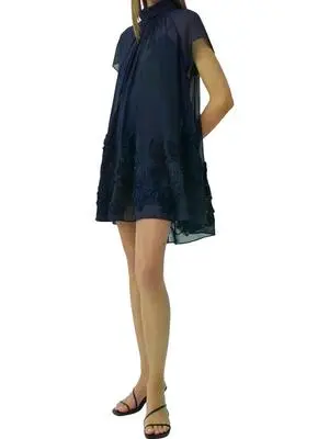 Simkhai Aviel Floral-appliqué Mini Dress - Blue