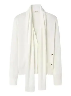 RETORI Retrofi Silk Scarf Detail Cardigan - Neutrals