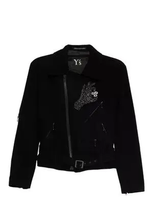 Y’s Bead-embellished Belted Jacket - Black