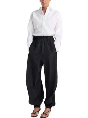RÓHE Elasticated-waistband Crinkled Trousers - Black