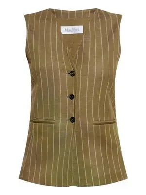 Max Mara Riccio Pinstriped Waistcoat - Green