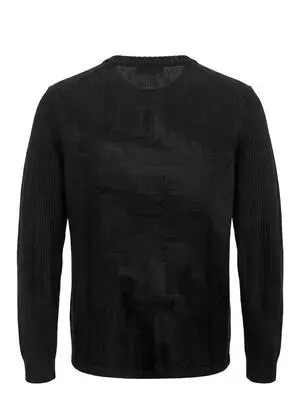 Prada Ribbed Knit Crew Neck Sweater With Zip Pocket - Black