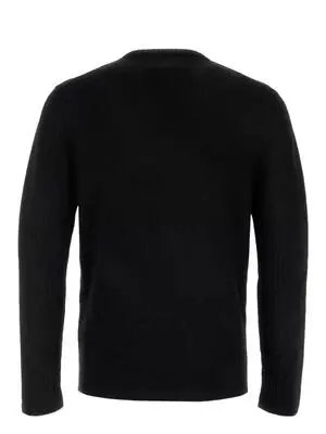Prada Ribbed Knit Crew Neck Sweater With Zip Pocket - Black