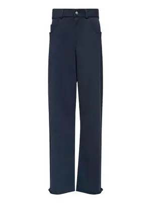 MAISON MARGIELA MM6 Maison Margiela Navy Blue Cotton Wide Leg Raw-Cut Hem Pants