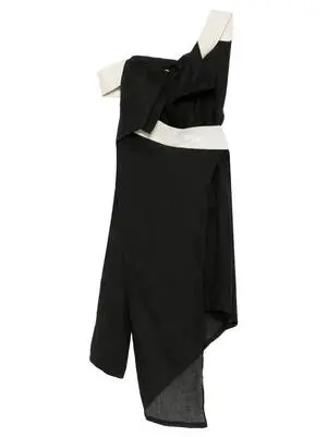 Yohji Yamamoto Color-block Asymmetric Dress - Black