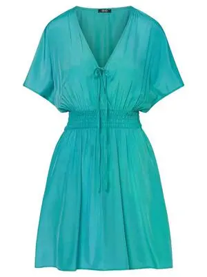 Liu Jo Smocked-waist Tie-fastening Midi Dress - Blue