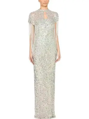 Jenny Packham Jenny Packham Astralis Cape With Fringe Embellishment Silver