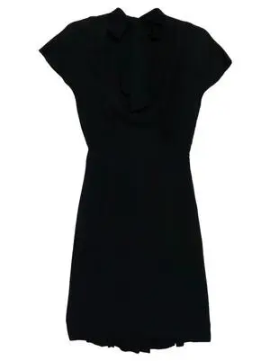 Dior Tie-neck Short-sleeve Dress - Black