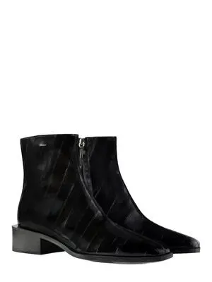 GIUSEPPE ZANOTTI Eel Leather Square Toe Ankle Boots - Black