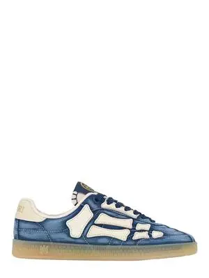 Amiri Bone Appliqué Leather Sneakers - Blue