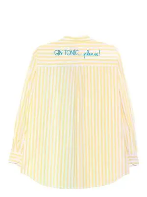 MC2 SAINT BARTH Striped Shirt With Embroidered Slogan - Yellow