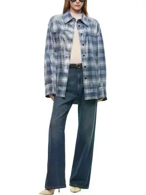 Pinko Oversized Checkered Sequin Overshirt - Blue