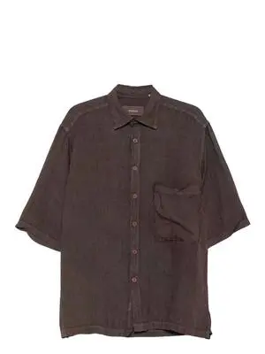 INLINUM Patch-pocket Short-sleeve Shirt - Brown