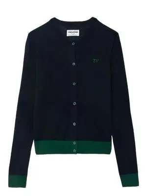Zadig&Voltaire Missya Logo-embroidered Cashmere Cardigan - Blue