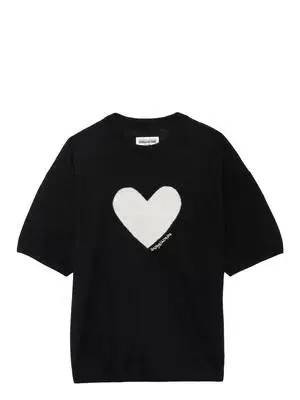 Zadig&Voltaire Heart-intarsia Cashmere T-shirt - Black