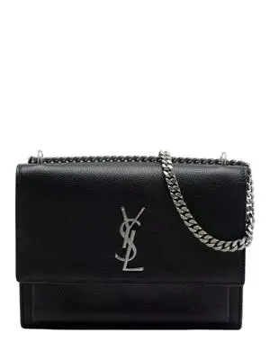 Saint Laurent Saint Laurent Medium Grained Calfskin Monogram Sunset Crossbody Bag Black