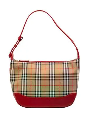 Burberry Haymarket Check Canvas Shoulder Bag - Red