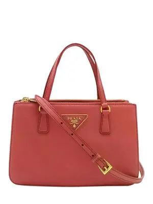 Prada Saffiano Lux Galleria Double Zip Satchel - Pink