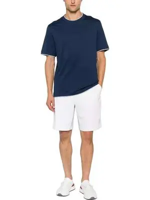 Brunello Cucinelli Contrast-trim Cotton T-shirt - Blue