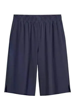 OFLAB 24002 Elasticated-waistband Side-slit Shorts - Blue
