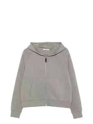 Max Mara Embroidered Logo Zip-up Hoodie - Grey