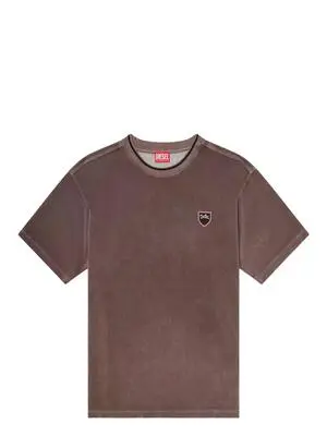 DIESEL® Chenille T-shirt With Shield Patch - Brown