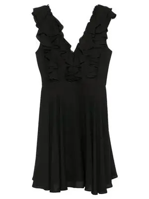 HANITA Ruffled V-neck Dress - Black