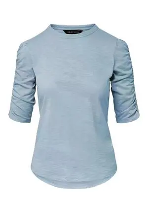Veronica Beard Waldorf Ruched-sleeve T-shirt - Blue