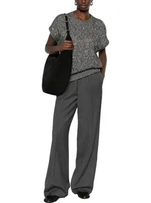 Fabiana Filippi Open-knit Cap-sleeve Sweater - Grey