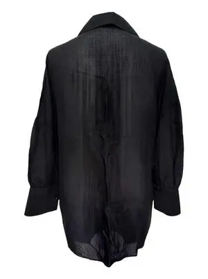 ANINE BING Textured Button-down Shirt - Black