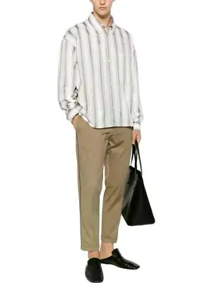 LOW BRAND Piped-trim Turn-up Trousers - Neutrals