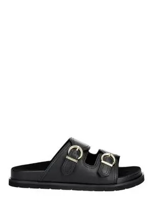 Gant Buckle Detail Leather Slides - Black