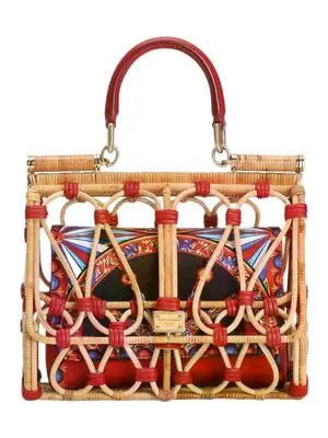Dolce & Gabbana Sicily Handbag With Embroidery - Neutrals