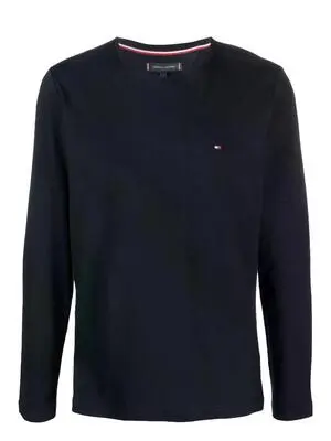 Tommy Hilfiger Logo-embroidered Long-sleeve T-shirt - Blue