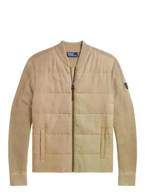 Polo Ralph Lauren Quilted Panel Ribbed Cardigan - Neutrals