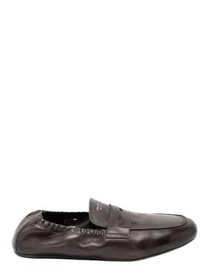 Prada Leather Loafers With Elasticated Heel - Brown