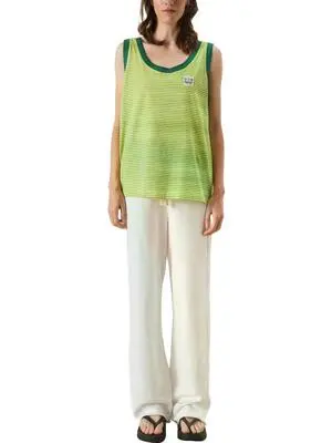 American Vintage Striped Cotton Tank Top - Yellow