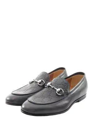 Gucci Embossed Leather Loafers With Horsebit Detail - Black