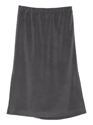 A.M.G. Elasticated Waistband Side-slit Midi Skirt - Grey