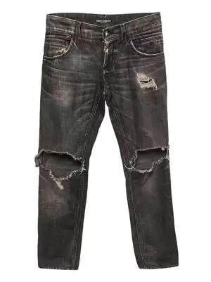 Dolce & Gabbana Distressed Straight-leg Jeans - Blue