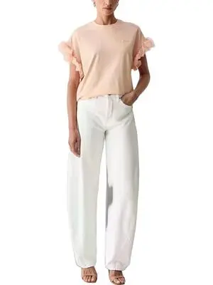 TWINSET Ruffled Sleeve T-shirt - Pink