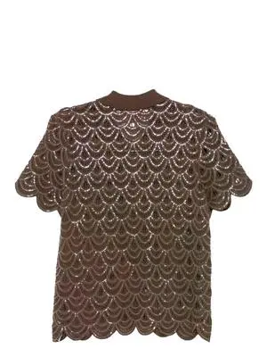 MC2 SAINT BARTH Monet Sequin-embellished Scalloped Top - Brown