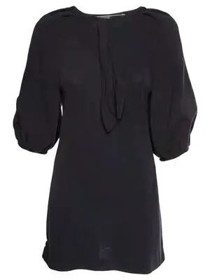 Giambattista Valli Knitted Mini Dress With Neck Bow And Puffed Sleeves - Black