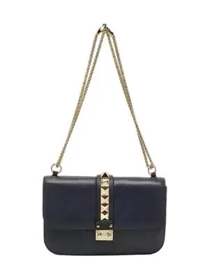Valentino Garavani Medium Rockstud Glam Lock Flap Shoulder Bag Bag - Blue