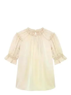 Ulla Johnson Alina Puffed-sleeve Silk Blouse Neutrals